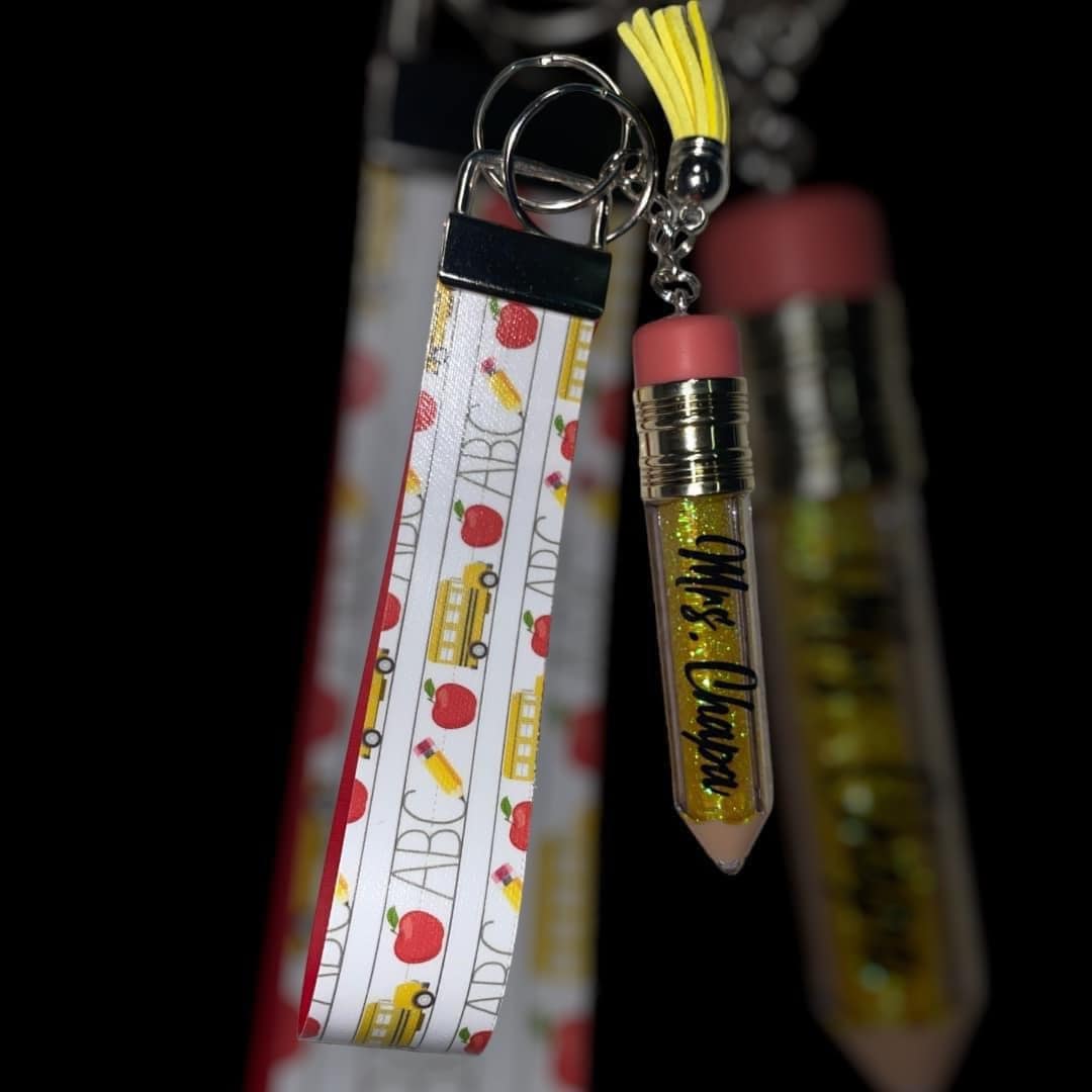 Pencil Keychain, Teacher Wristlets | Teacher Key Fob | Personalized ...