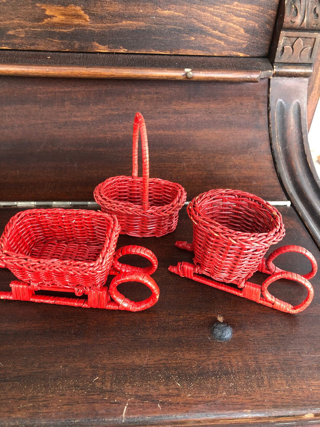 Miniature Red Wicker Baskets, Lot, Miniature, Craft Supplies, Wicker ...
