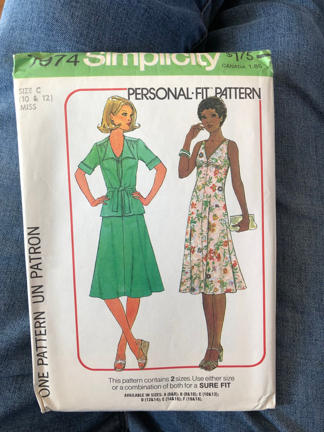 Vintage Simplicity 7974 Dress Pattern, Size 10 and 12, Vintage Sewing ...