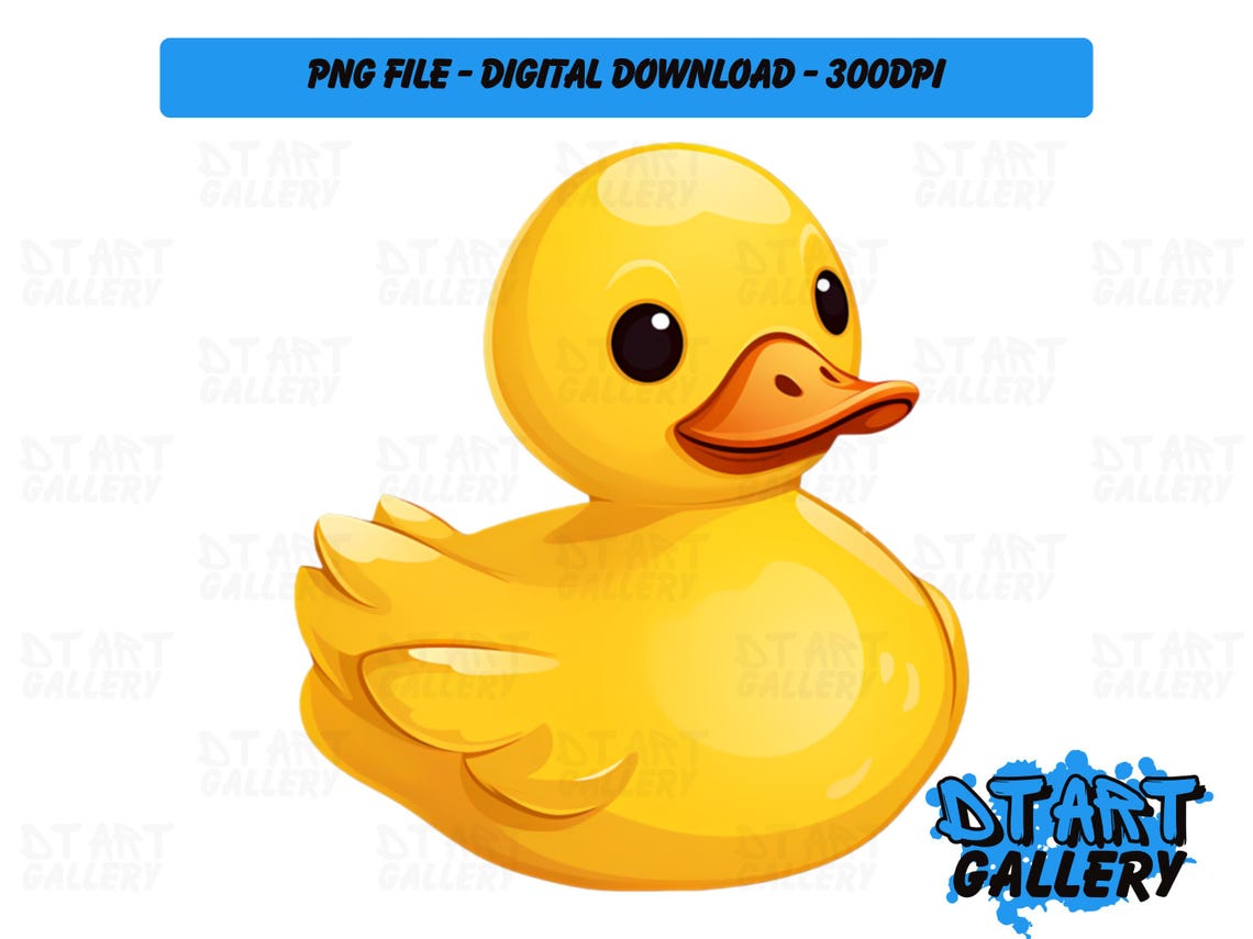 Cute Yellow Rubber Duck Bath Toy Themed Clipart - Digital Download ...