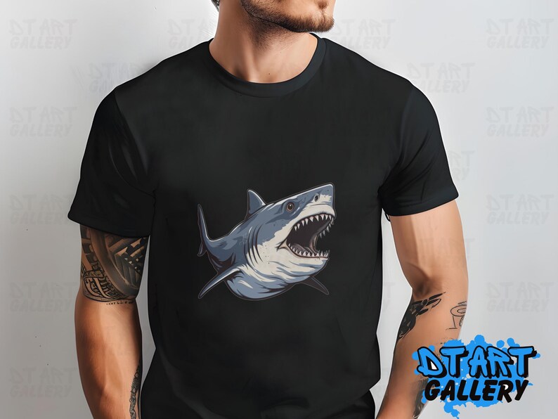 Angry Great White Shark Animal Themed Clipart Digital Download High ...
