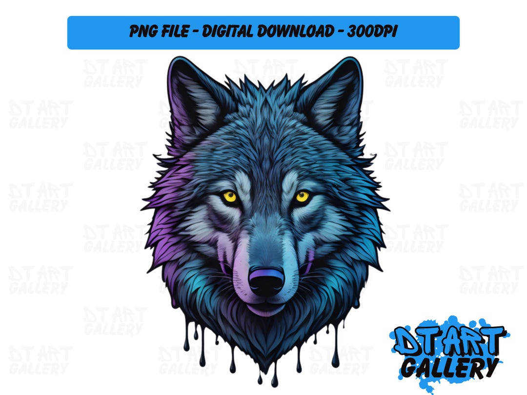 Dripping Wolf Head Animal Themed Clipart - Digital Download - High ...