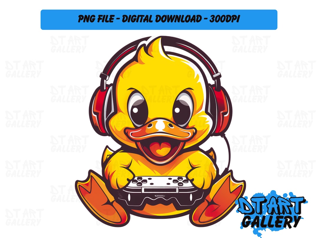 Cute Duck Gamer Gaming Themed Clipart - Digital Download - High Quality ...