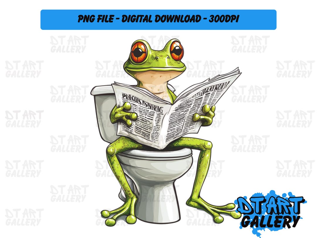Funny Frog on Toilet With Newspaper Clipart - Digital Download - High ...