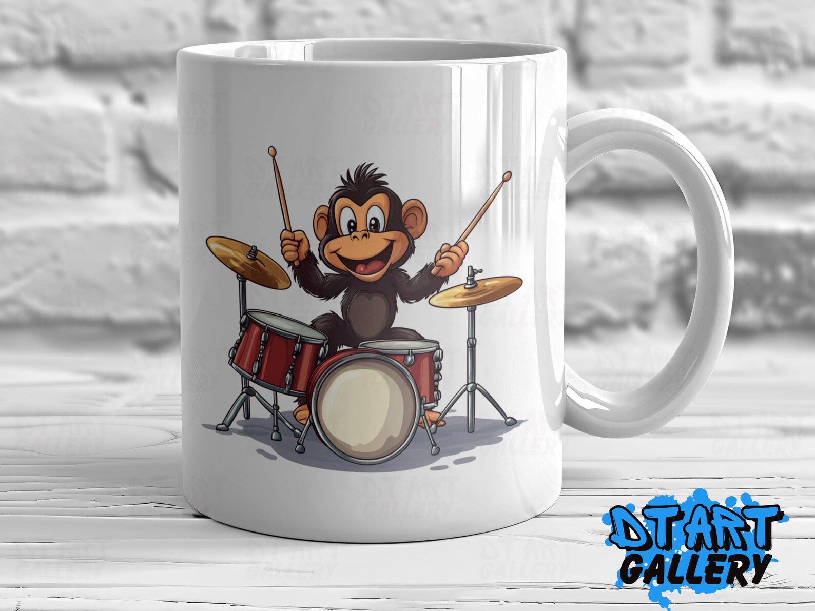 Funny Monkey Playing Drums Cartoon Clipart Digital Download High ...