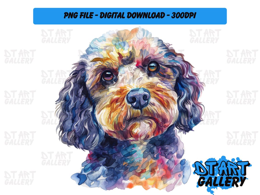 Cockapoo Dog Puppy Head Watercolour Style Clipart - Digital Download ...