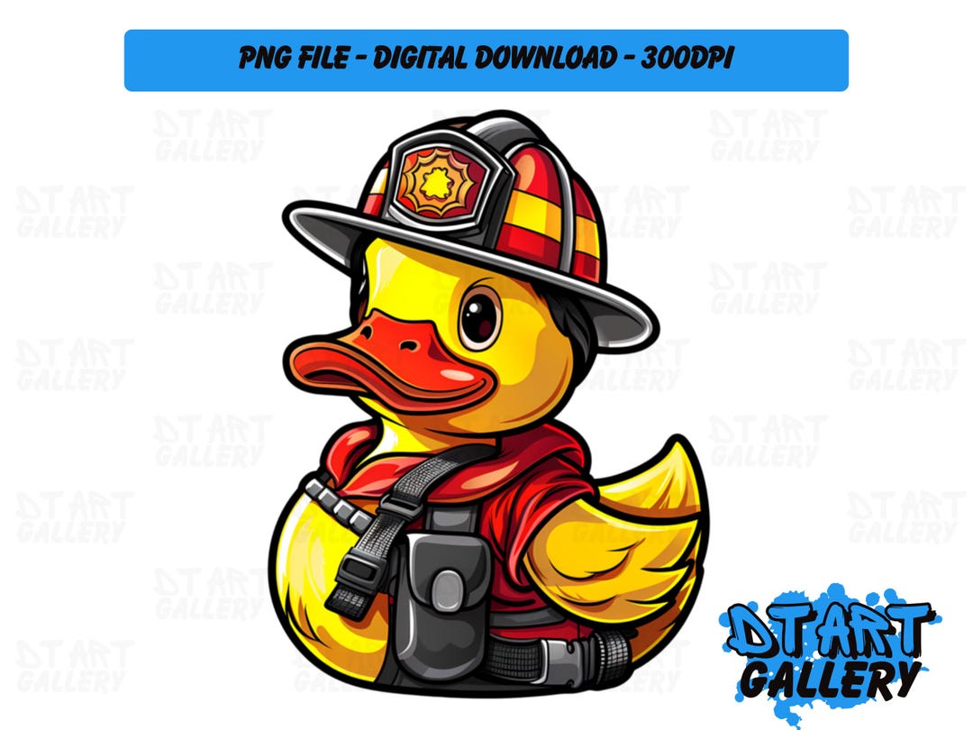 Cute Rubber Duck Firefighter Themed Clipart - Digital Download - High ...