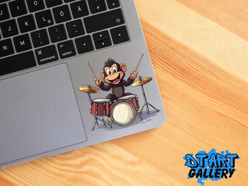 Funny Monkey Playing Drums Cartoon Clipart Digital Download High ...