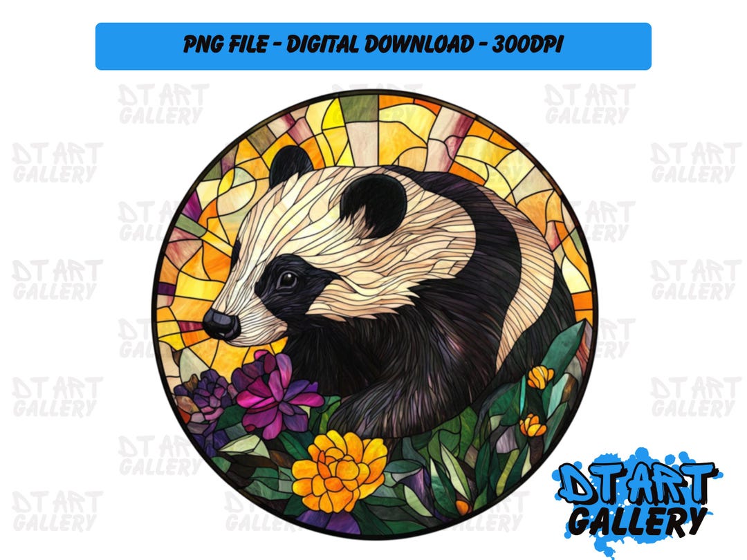 Cute Badger Animal Round Stained Glass Clipart - Digital Download ...
