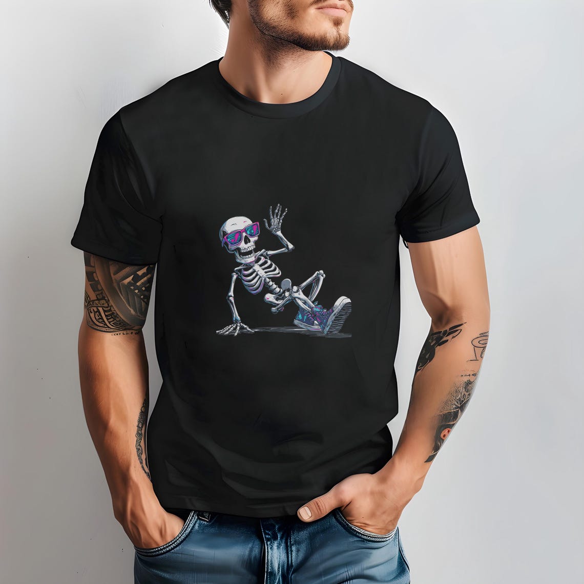 Breakdancing Skeleton Clipart PNG - Trendy Sneakers & Sunglasses, Fun ...