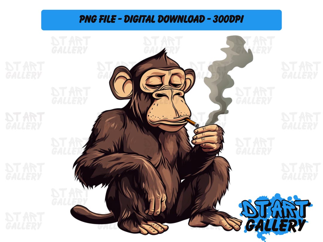 Funny Monkey Smoking Cartoon Themed Clipart Digital Download High ...