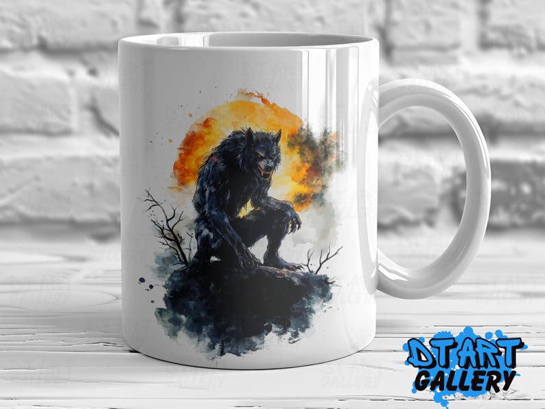 Werewolf Moon Halloween Watercolour Style Clipart - Digital Download ...