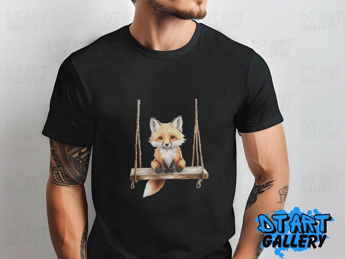 Cute Fox on Swing Watercolour Themed Clipart - Digital Download - High ...