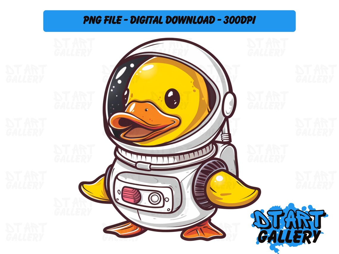 Cute Duck Astronaut Space Themed Clipart - Digital Download - High ...