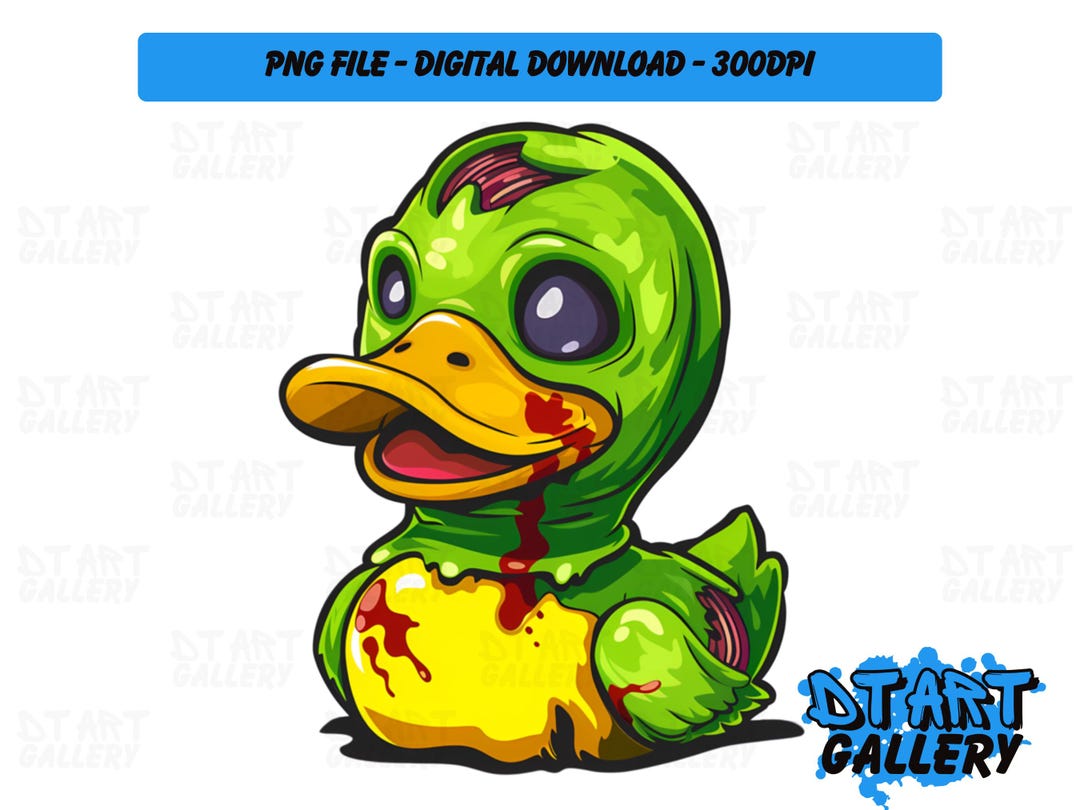 Cute Rubber Duck Green Zombie Themed Clipart - Digital Download - High ...