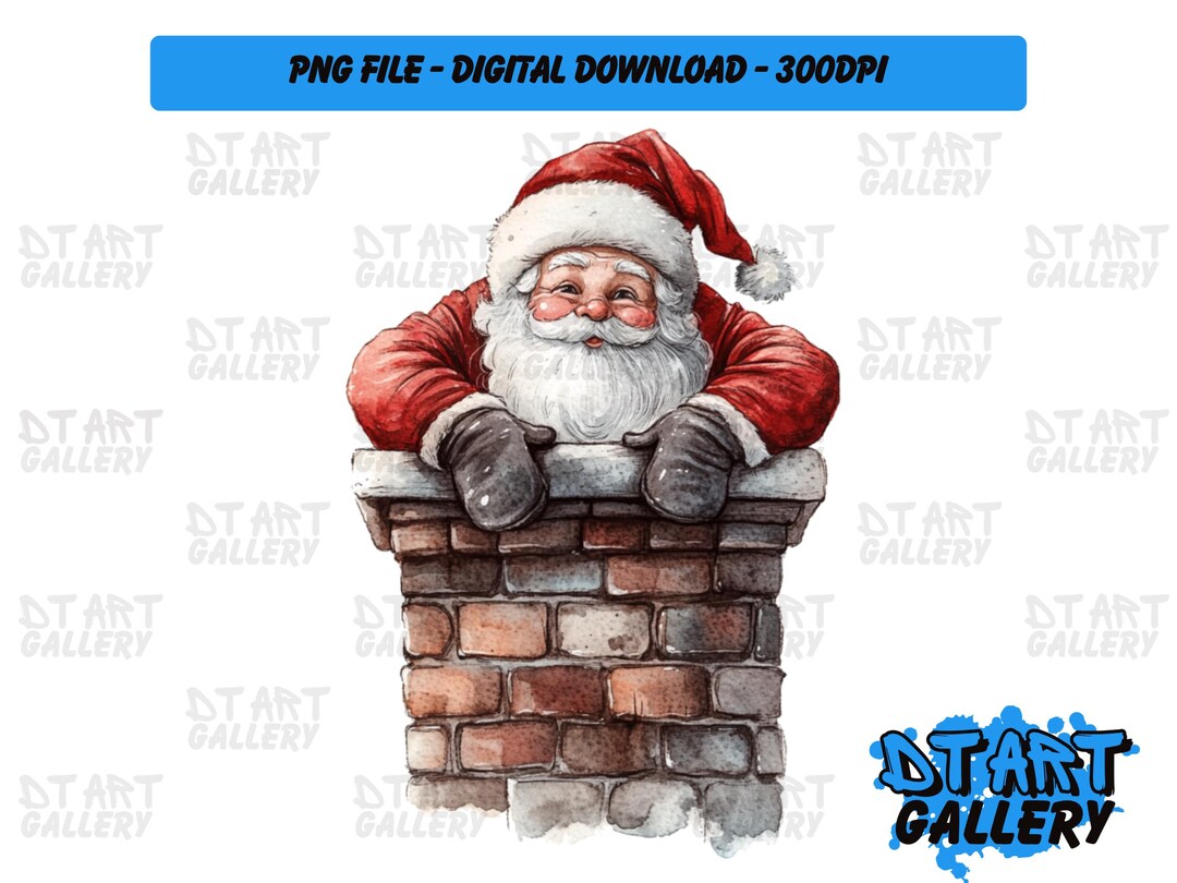 Santa Claus Chimney Christmas Xmas Themed Clipart - Digital Download ...