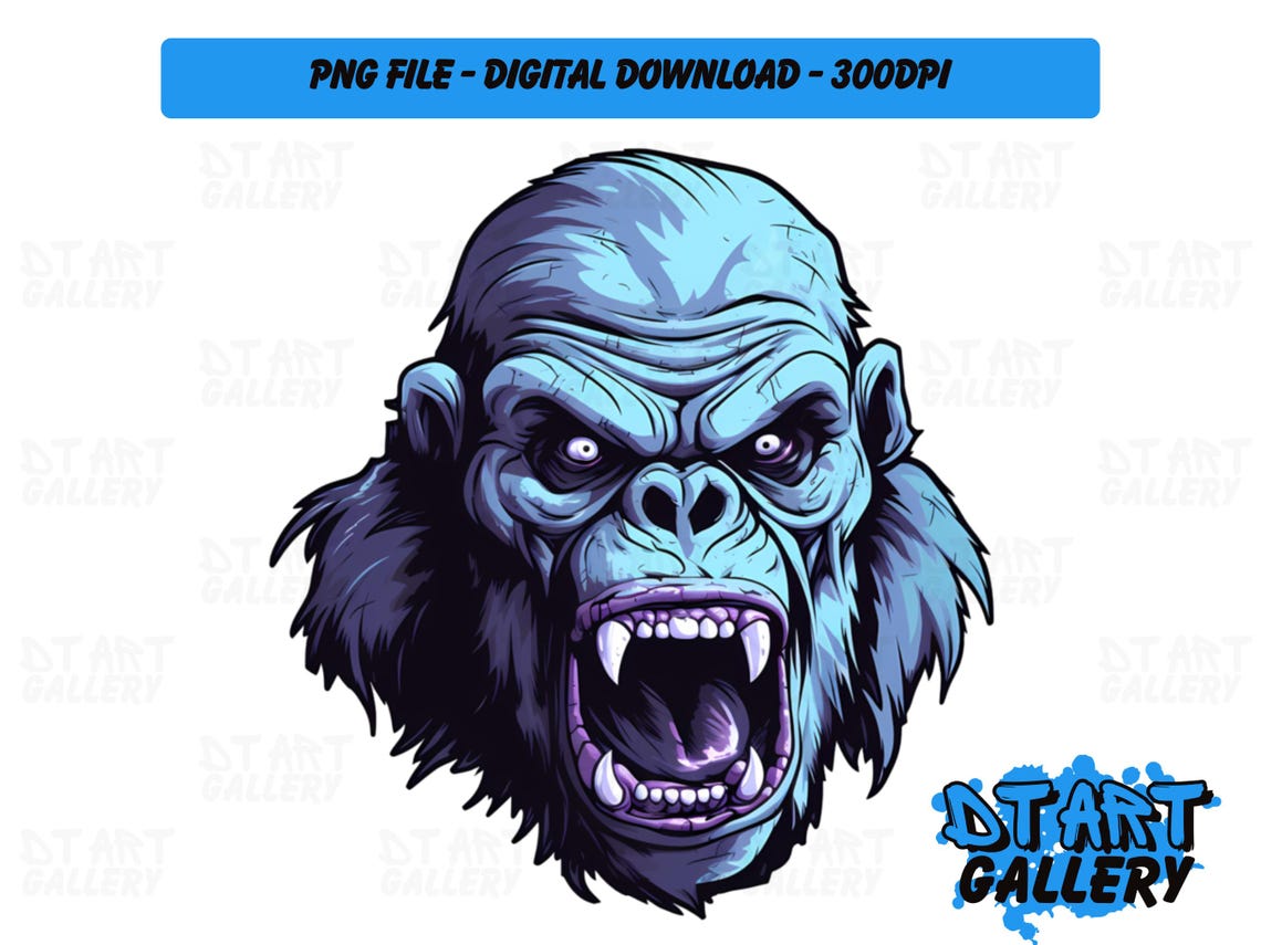 Evil Zombie Gorilla Halloween Themed Clipart - Digital Download - High ...