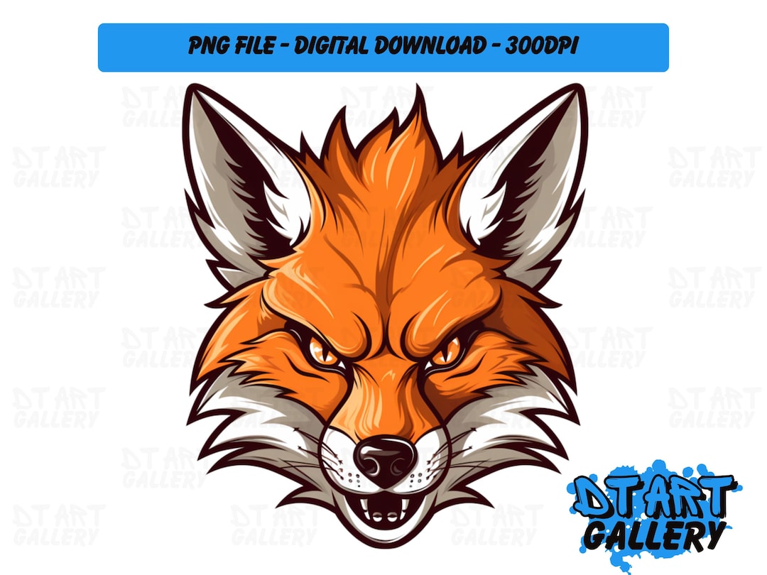 Angry Fox Head Animal Themed Clipart - Digital Download - High Quality ...