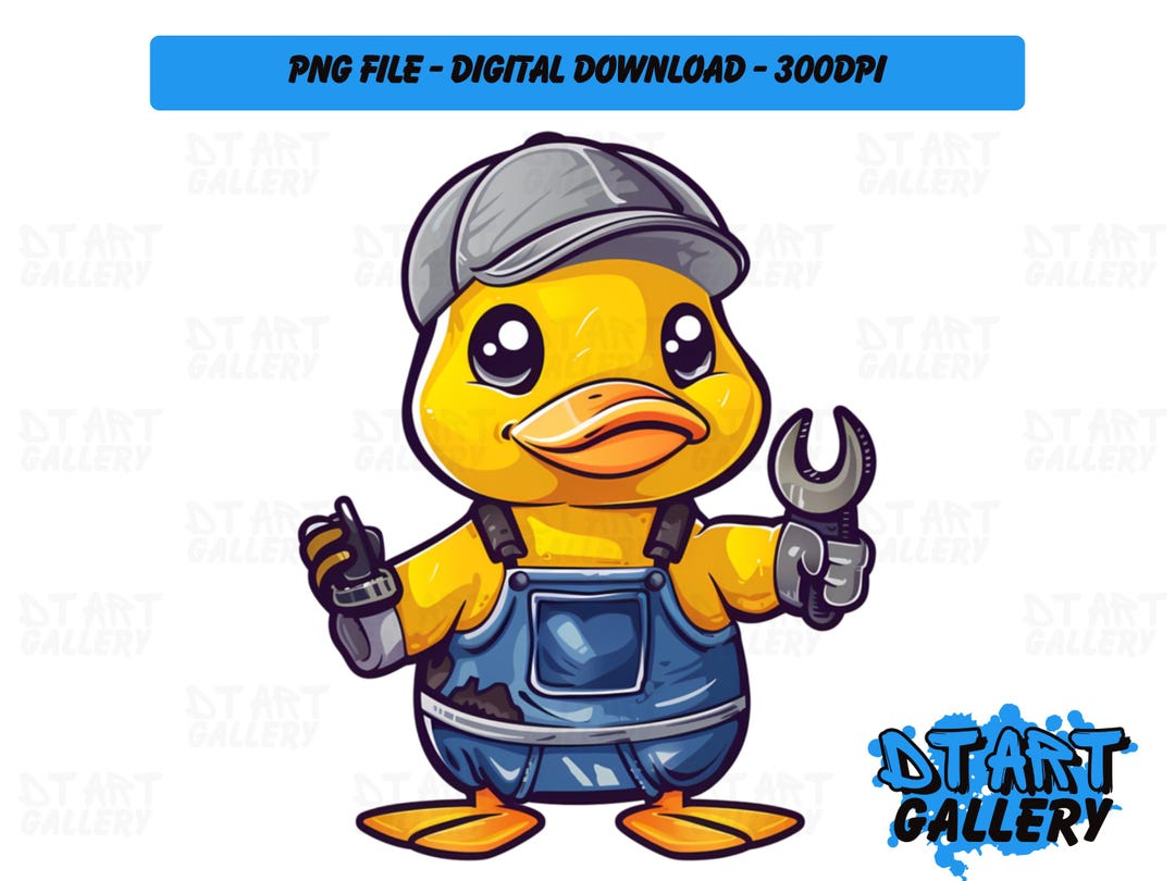 Cute Duck Mechanic Engineer Themed Clipart - Digital Download - High ...