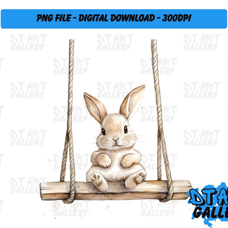 Rabbit on Swing - Etsy