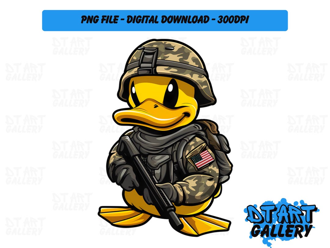 Cute Duck Soldier Army Military Themed Clipart - Digital Download ...