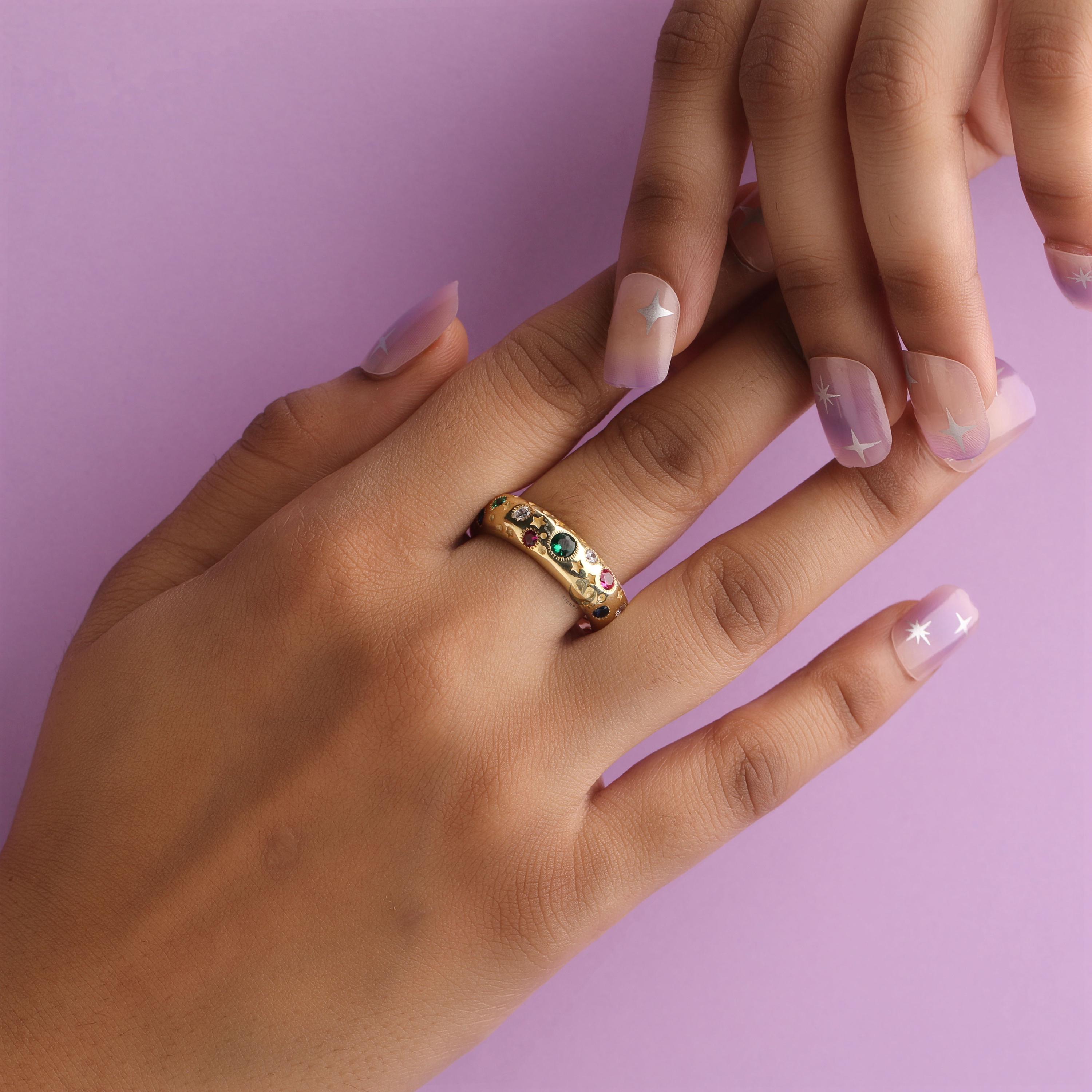 Multi Wedding Band/ Round Diamond Engagement Ring/ Antique Victorian Style Band/ Flush Setting ...