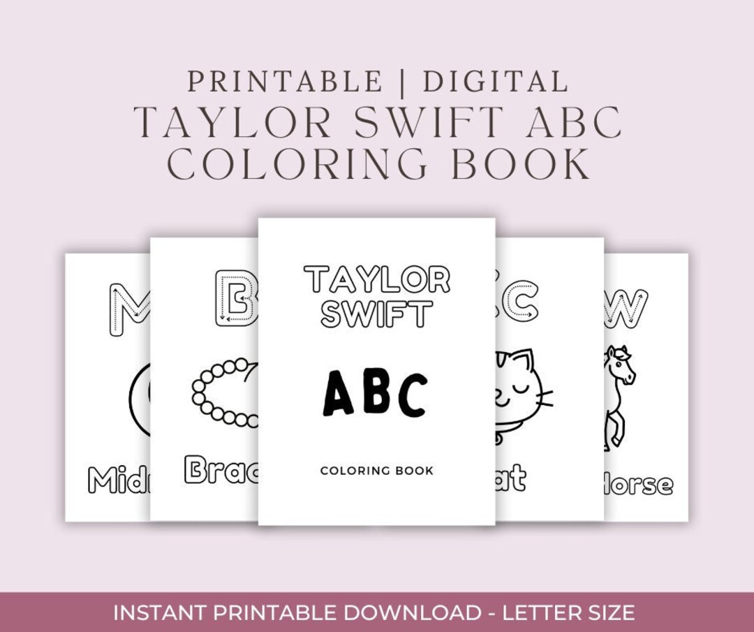 Printable Taylor Swift ABC Colouring Book With Traceable Letters - Etsy