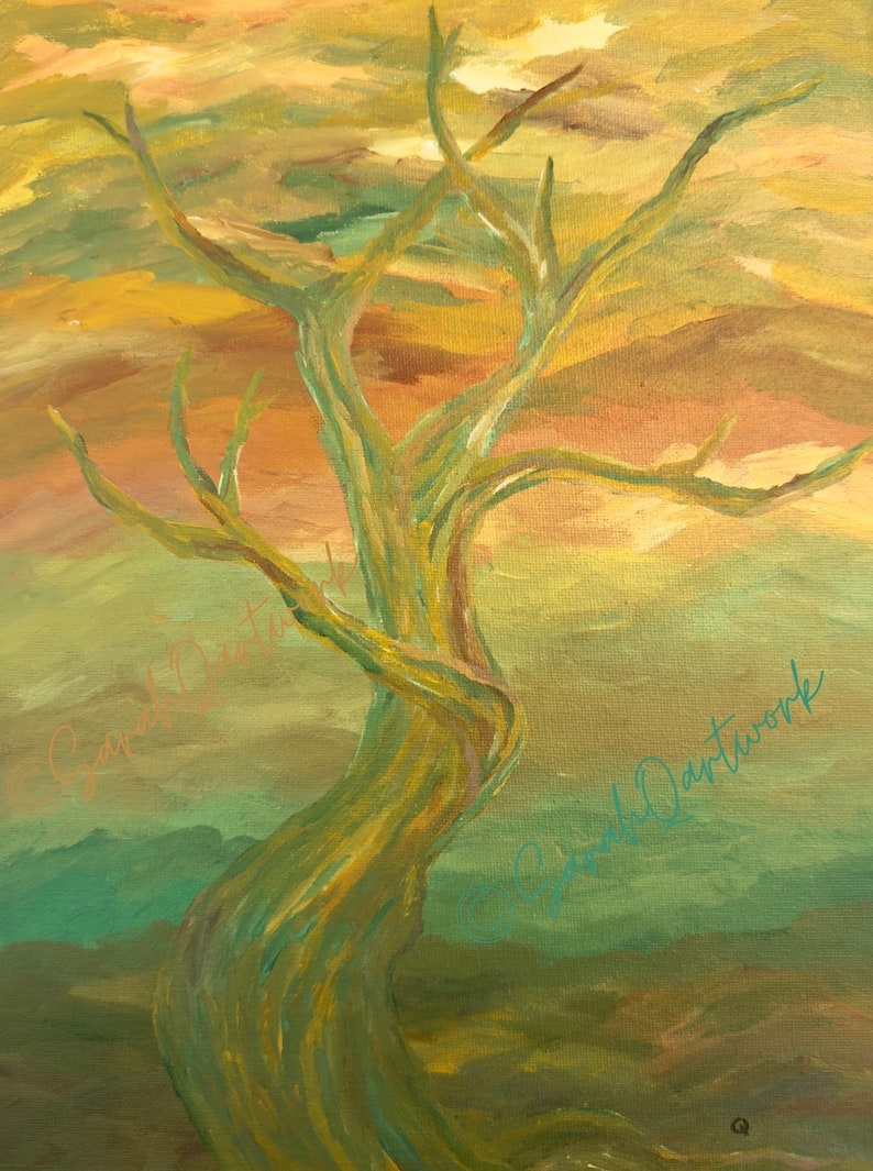 Colorful Tree and Scenic Sky - Artwork - Etsy