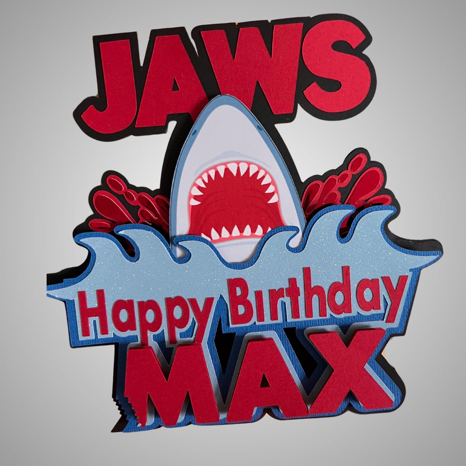 Jaws, Shark Cake Topper, Jaws,shark Party Cake Topper, Center Peice ...