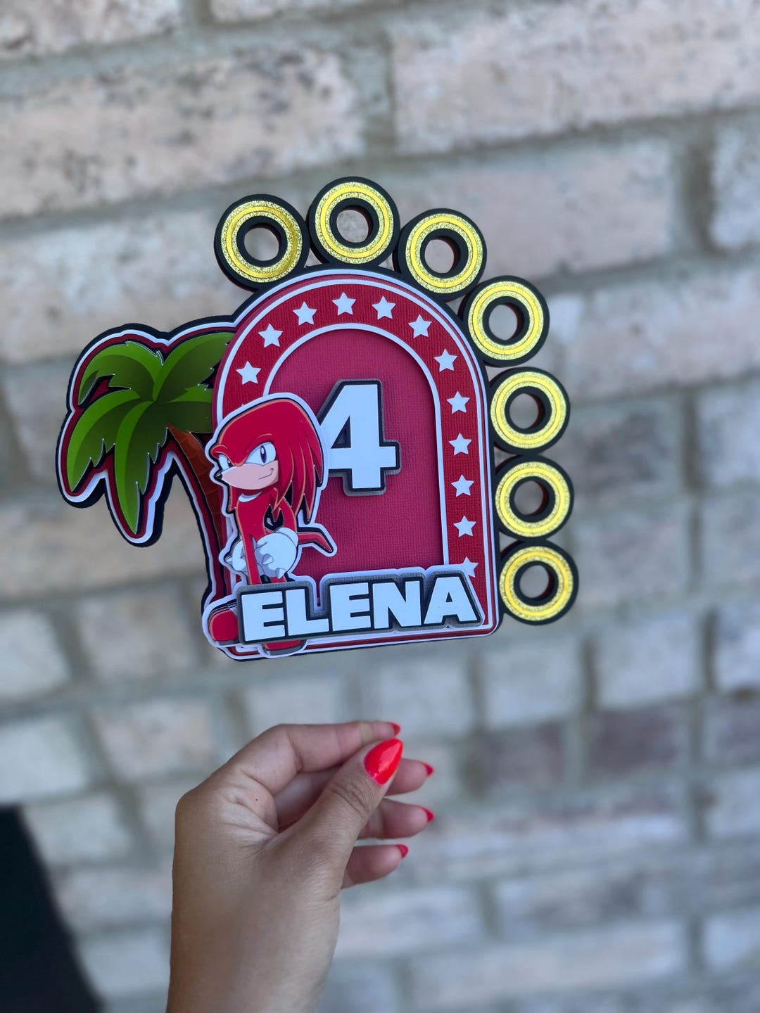 Knuckles, Sonic Cake Topper, Sega, Video Game Party Cake Topper, Center ...