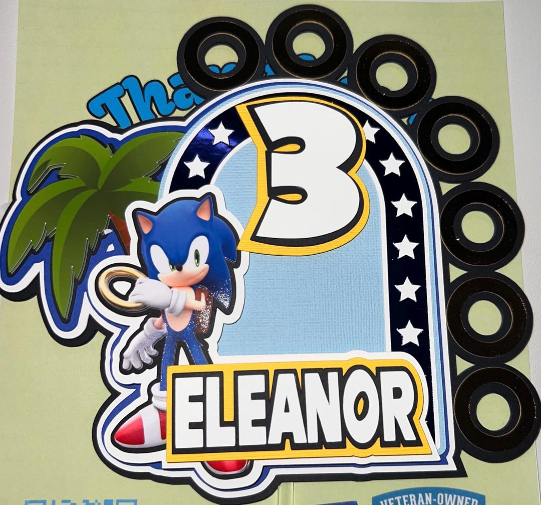 Sonic Cake Topper, Sega, Video Game Party Cake Topper, Center Peice ...