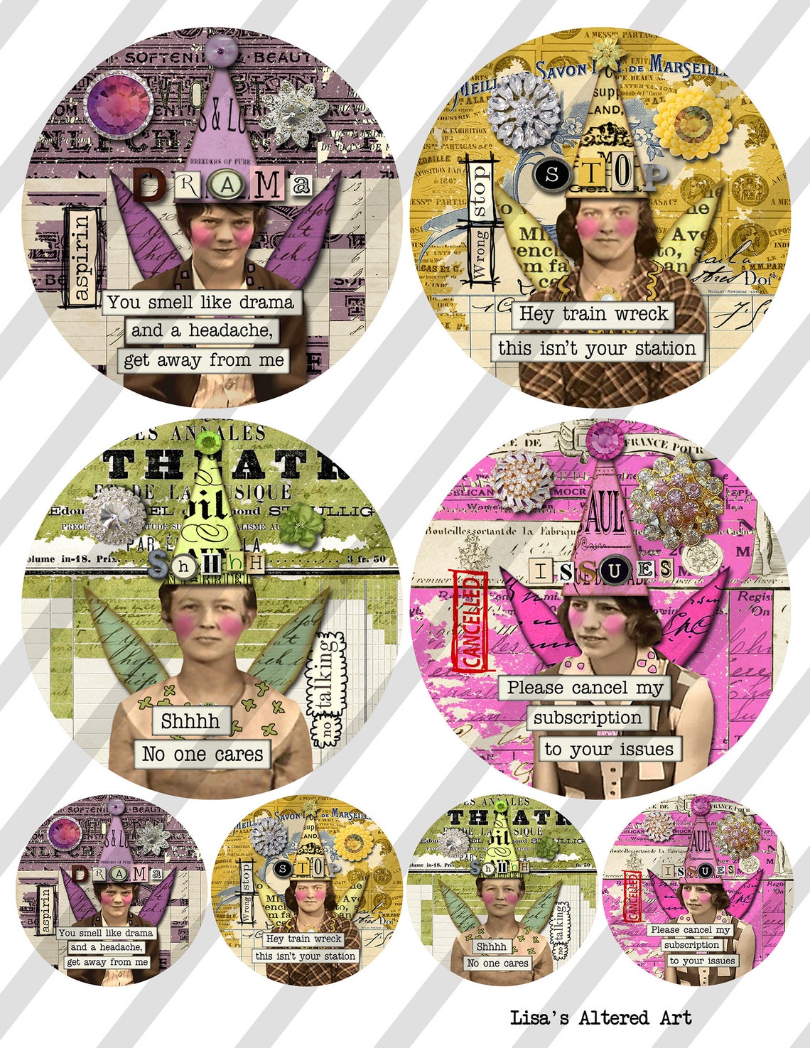 Collage Sheet 4 Inch Funny Sarcastic Collage Women No. 2 - Etsy