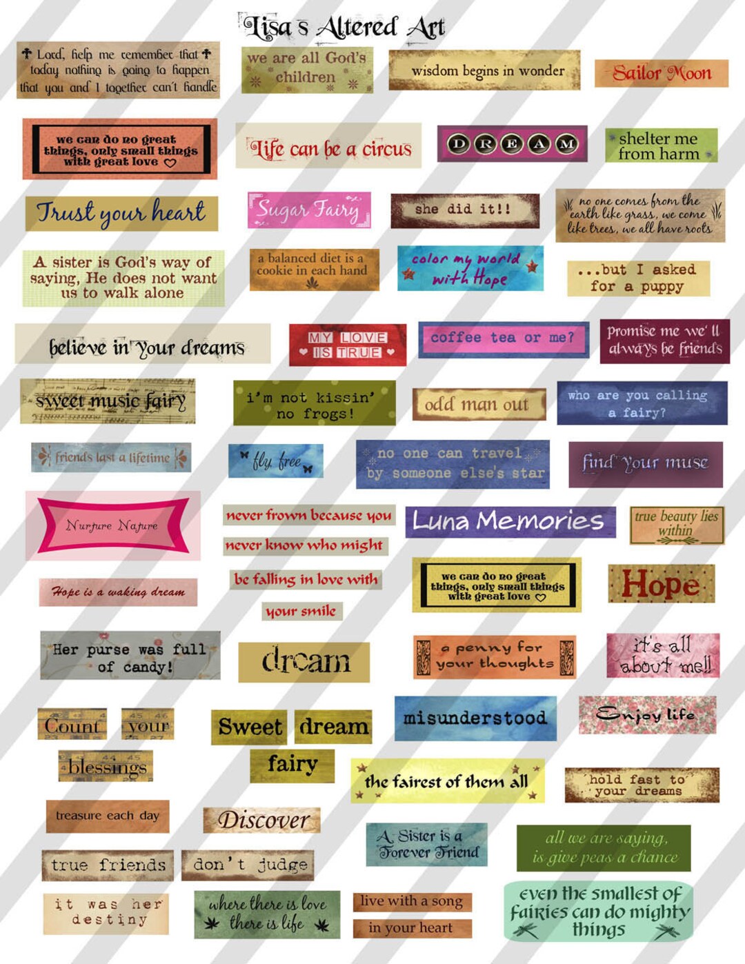 Digital Phrase Collage Sheet No.1 sheet No. FS9 Instant Download - Etsy UK