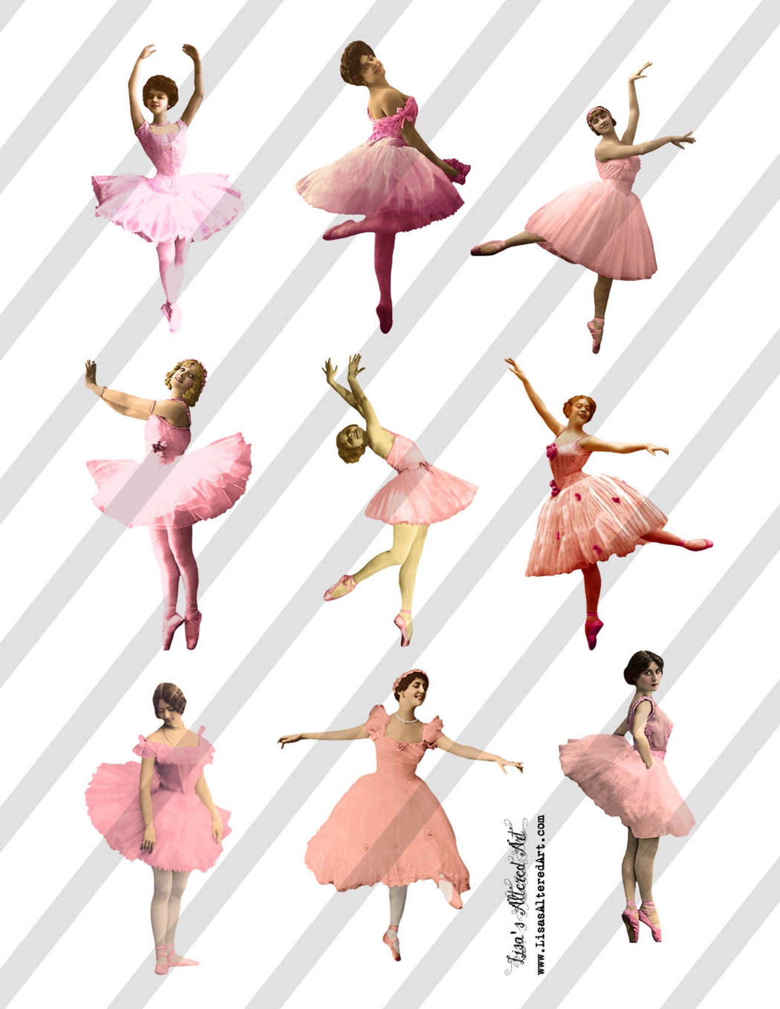 Pink Ballet Dancers Digital Collage Sheets 3 Sheets D16A B | Etsy