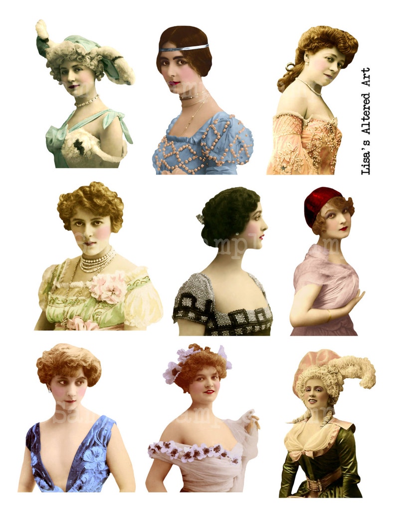 Ladies Digital Collage Sheetvintage Ladies No. 12 Vintage - Etsy