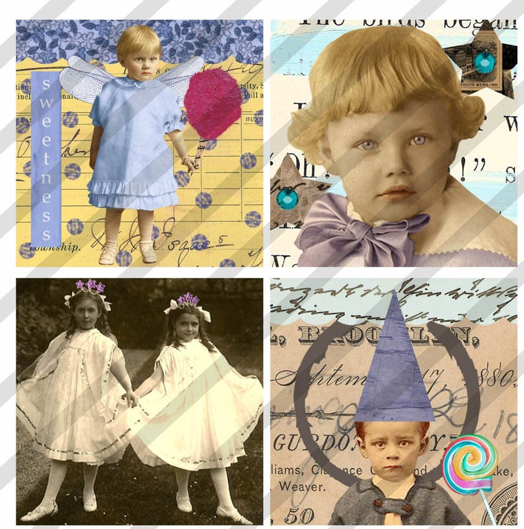 Digital Collage Sheet Collage Art Glass Slides No.8 2 X 2 sheet No ...