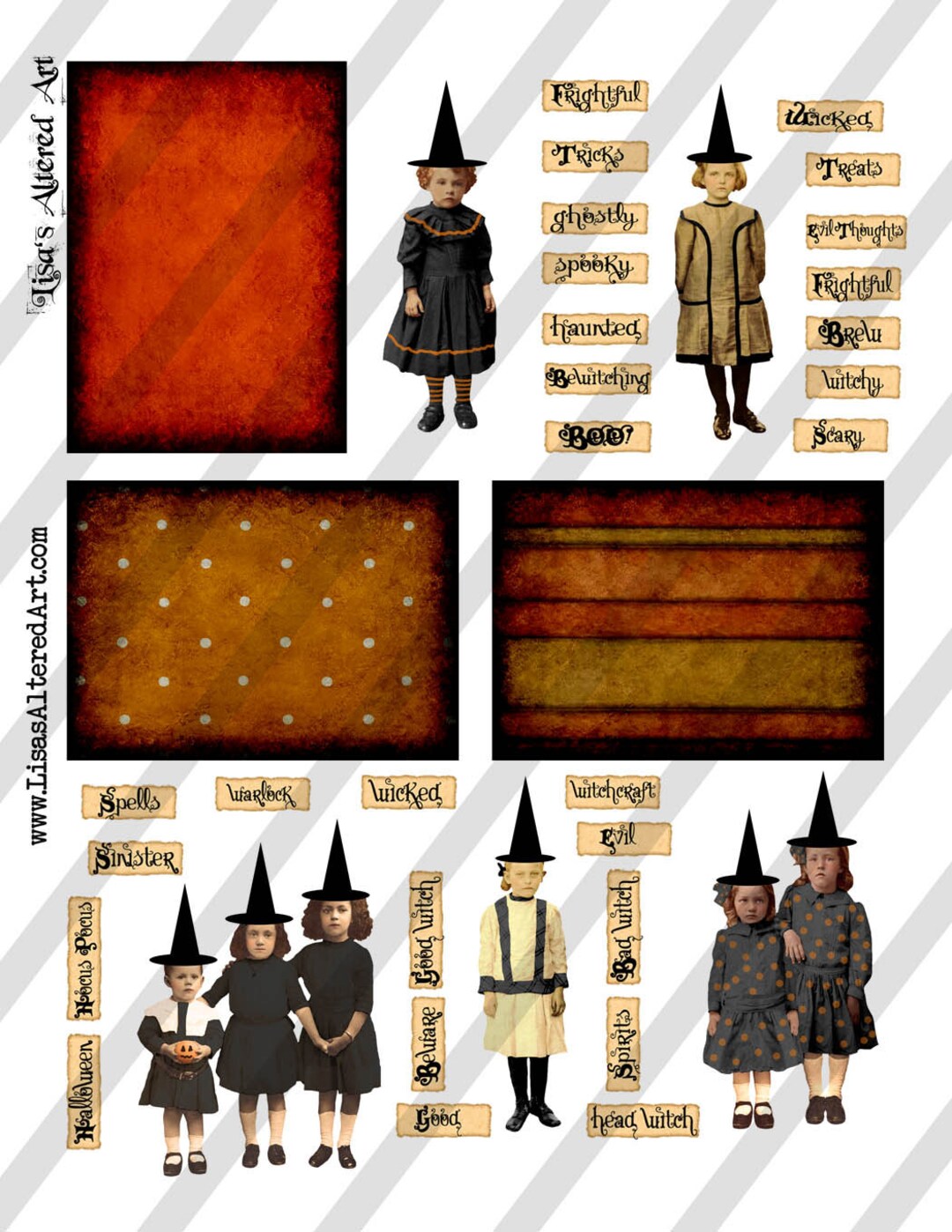 Digital Collage Sheet Vintage Halloween Witch Images sheet - Etsy