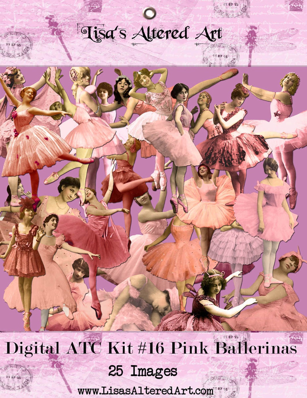 Digital Kit No.16 for Digital Art Ballet Pink Ballerinas-25 Different ...