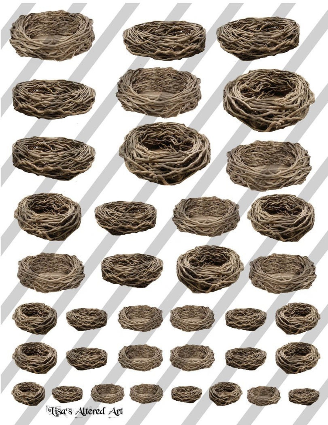 Digital Collage Sheet Birds Nests sheet No. FS8 Instant Download - Etsy