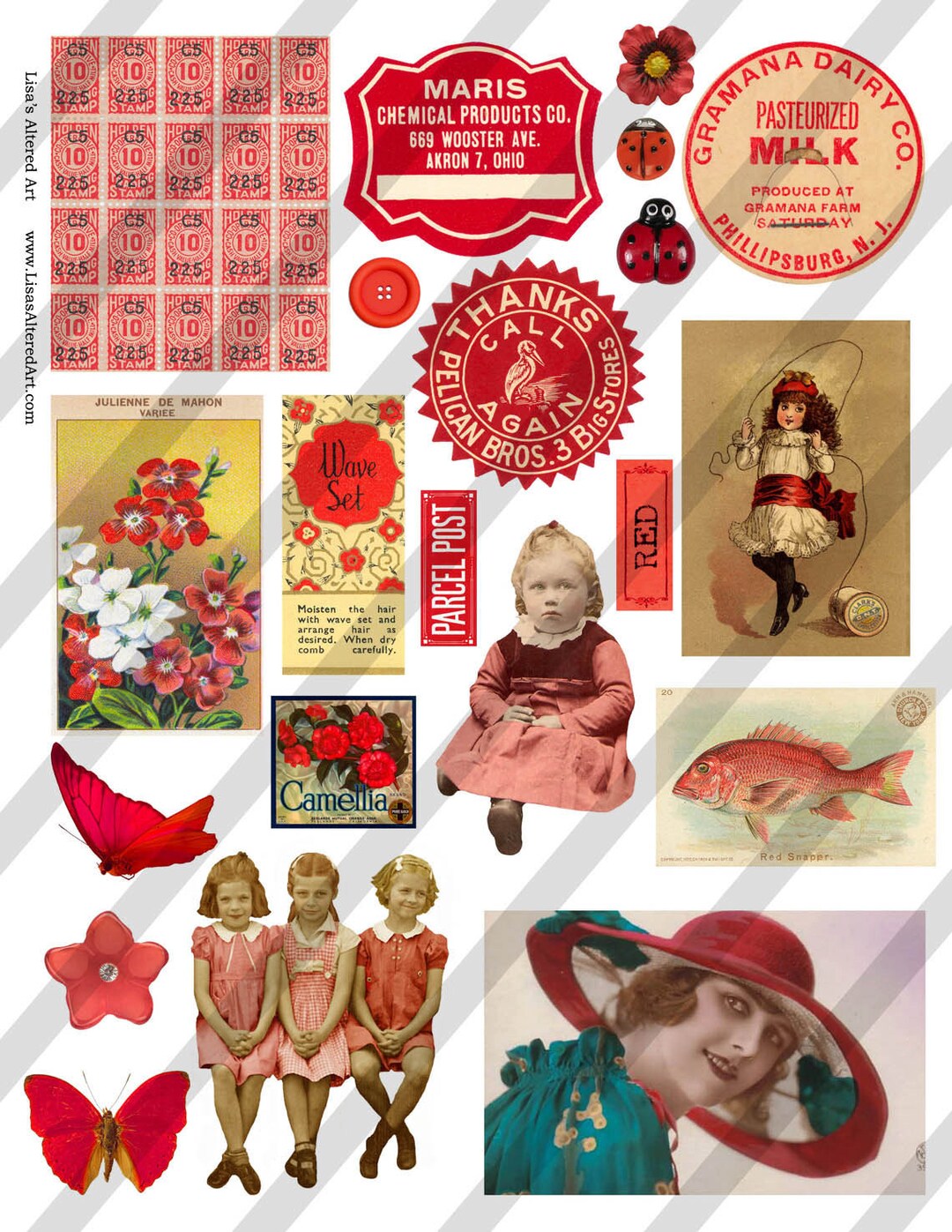 Digital Collage Sheet Red Images sheet No. O2 Instant Download - Etsy