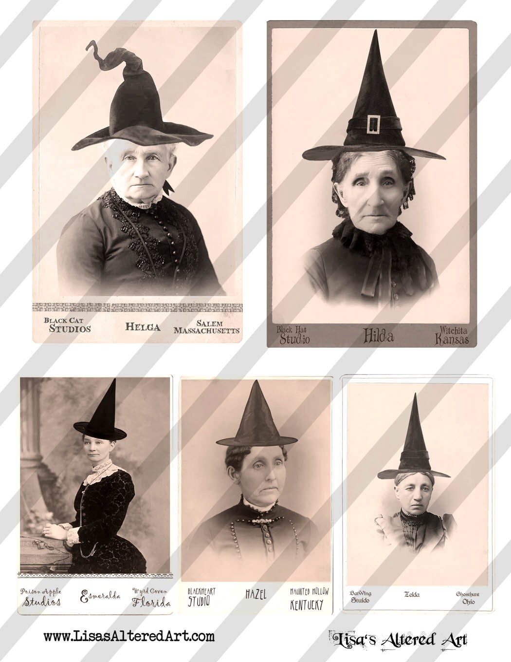 Digital Collage Sheet Halloween Witches No. 2 sheet No. H23 - Etsy
