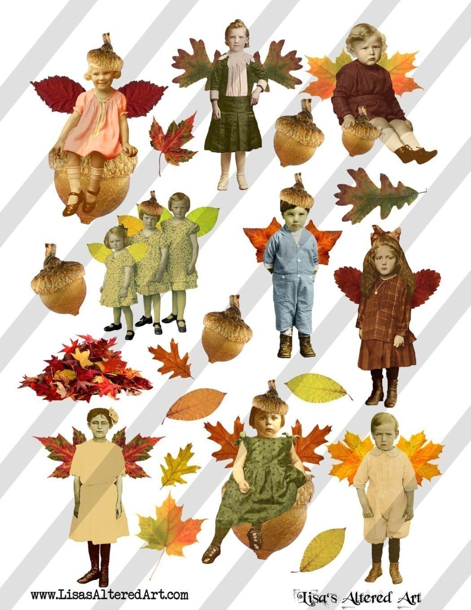 Digital Collage Sheet Fall Fairies sheet No. FS104 Instant | Etsy