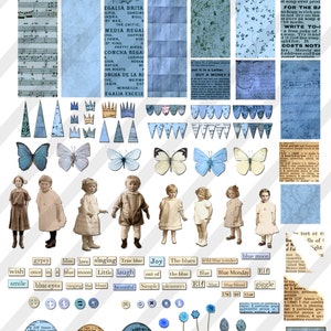 PNG Files Mini Digital Charm, Domino Kit N0.26, the Blues, Digital Art ...