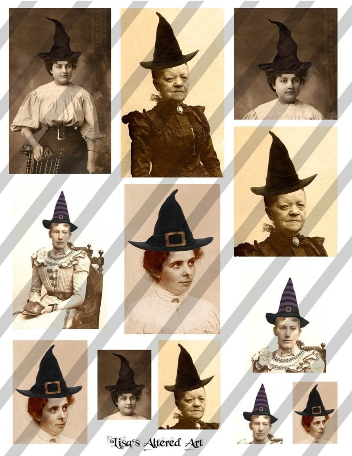 Digital Collage Sheet Witches Halloween sheet No. H8 Instant | Etsy