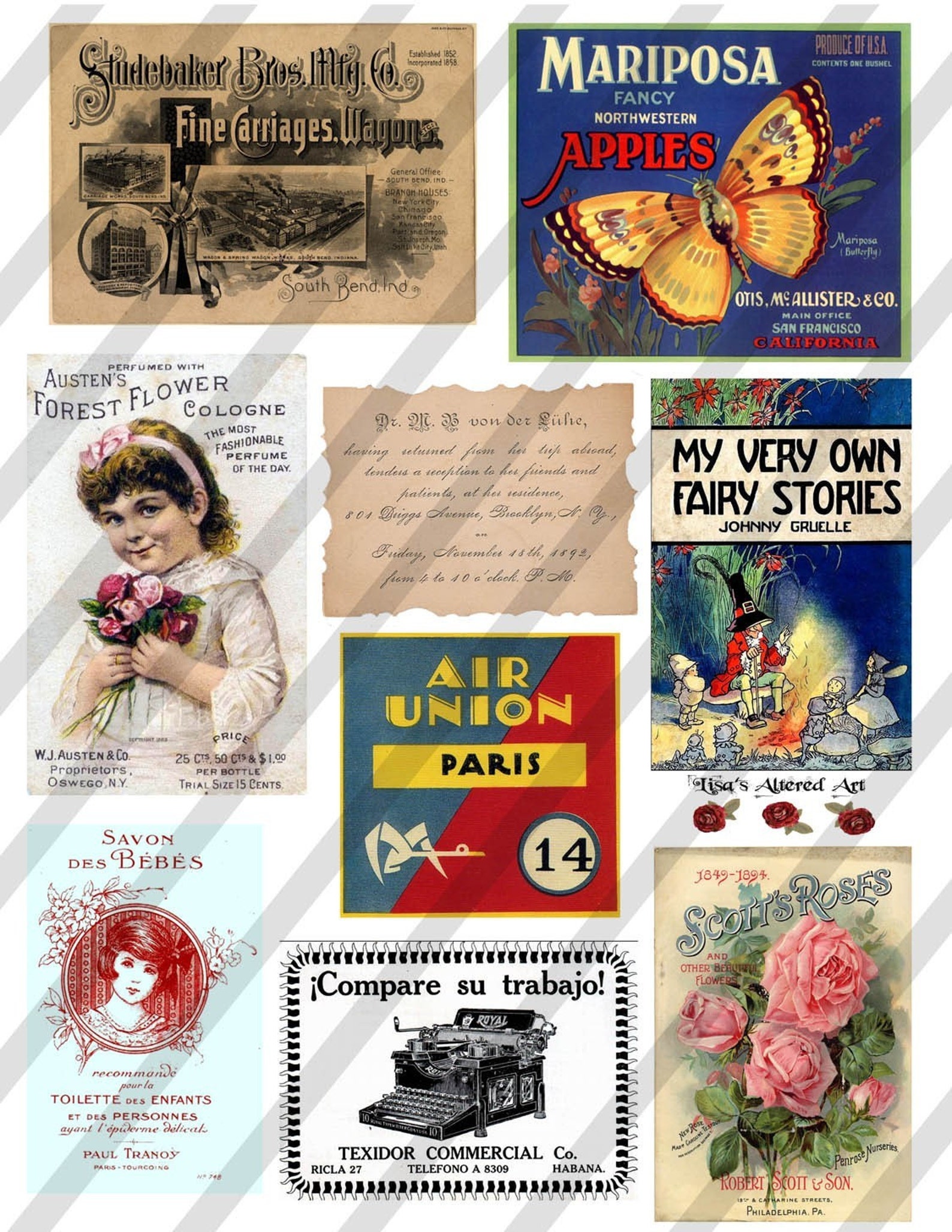 Ephemera Digital Collage Sheet Ephemera 2 sheet No. E2 - Etsy