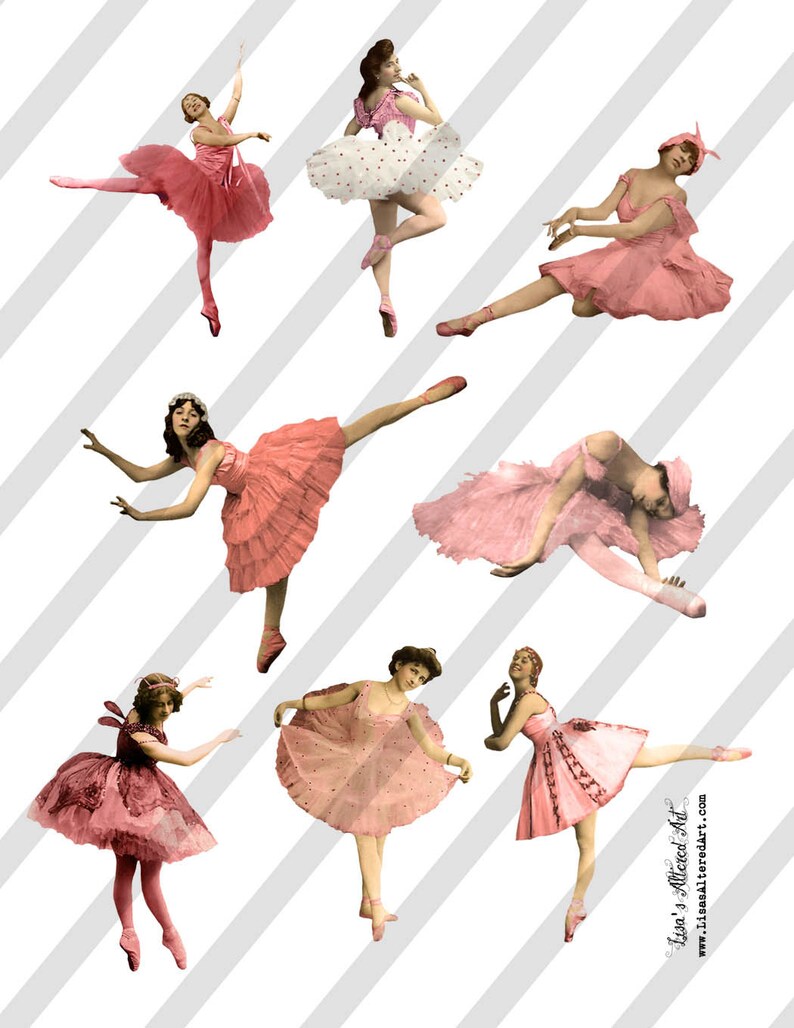 Pink Ballet Dancers Digital Collage Sheets 3 Sheets D16A B | Etsy