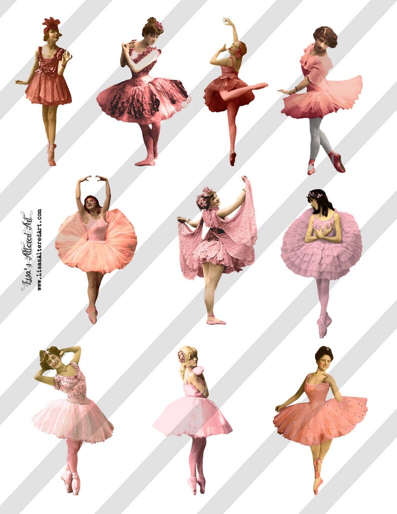 Pink Ballet Dancers Digital Collage Sheets 3 Sheets D16A B | Etsy