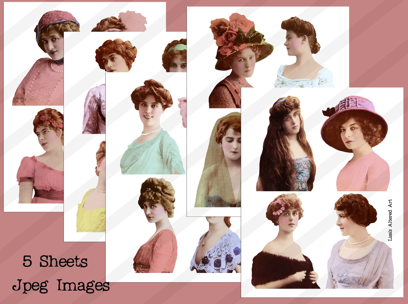 Digital Kit-34-great for Card Making-gorgeous Ladies Includes | Etsy