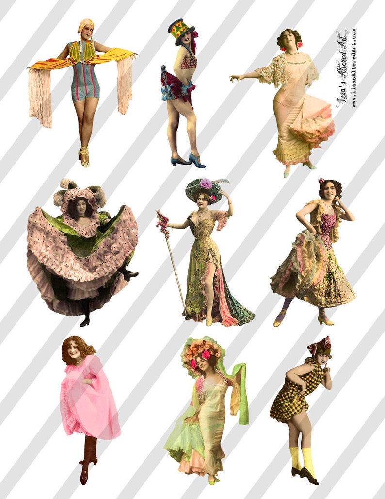 Show Girls Digital Collage Sheets 4 Sheets D18A B C and D - Etsy