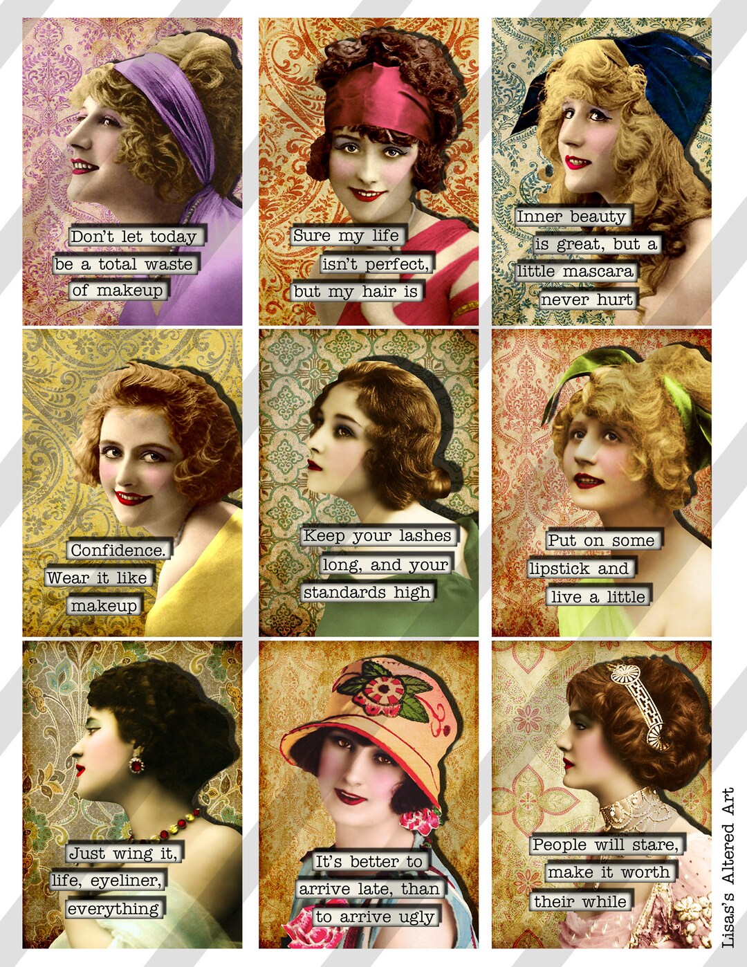 Makeup, Beauty Ladies Digital Collage Sheet 2.5 X 3.5 ATC Sized Images ...